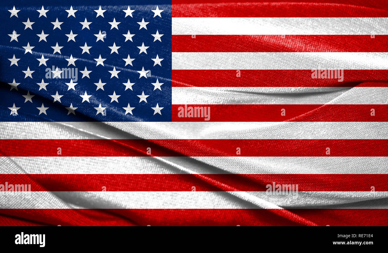 Realistic flag of USA on the wavy surface of fabric. Perfect for ...