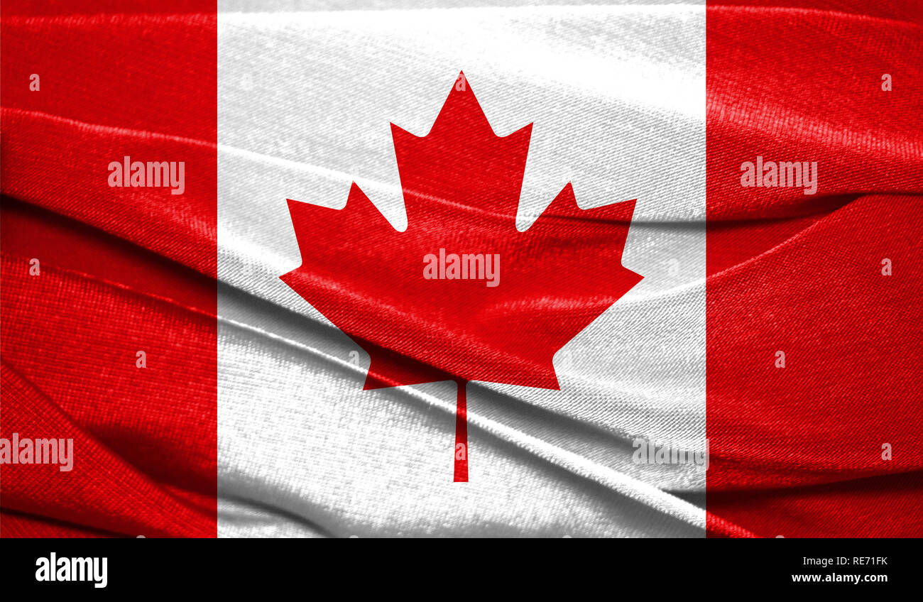 Realistic flag of Canada on the wavy surface of fabric. Perfect for ...