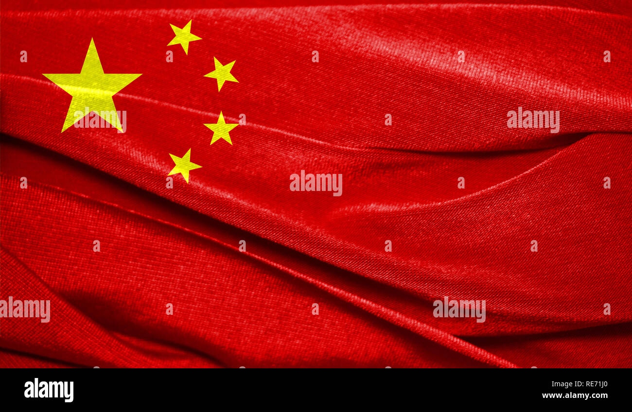 Realistic flag of China on the wavy surface of fabric. Perfect for ...