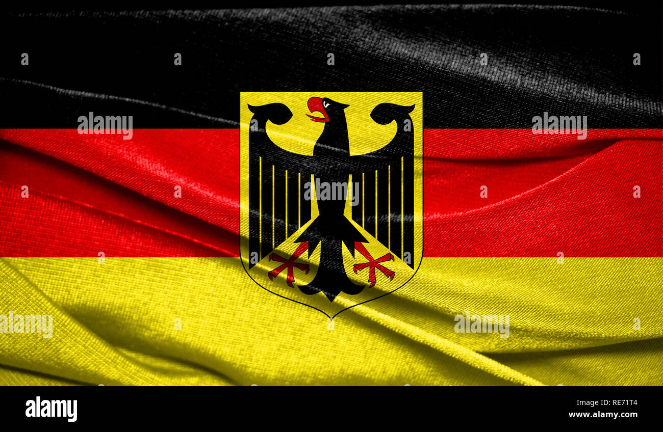 Realistic flag of Germany on the wavy surface of fabric. Perfect for ...