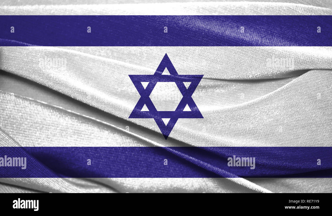 Realistic flag of Israel on the wavy surface of fabric. Perfect for ...