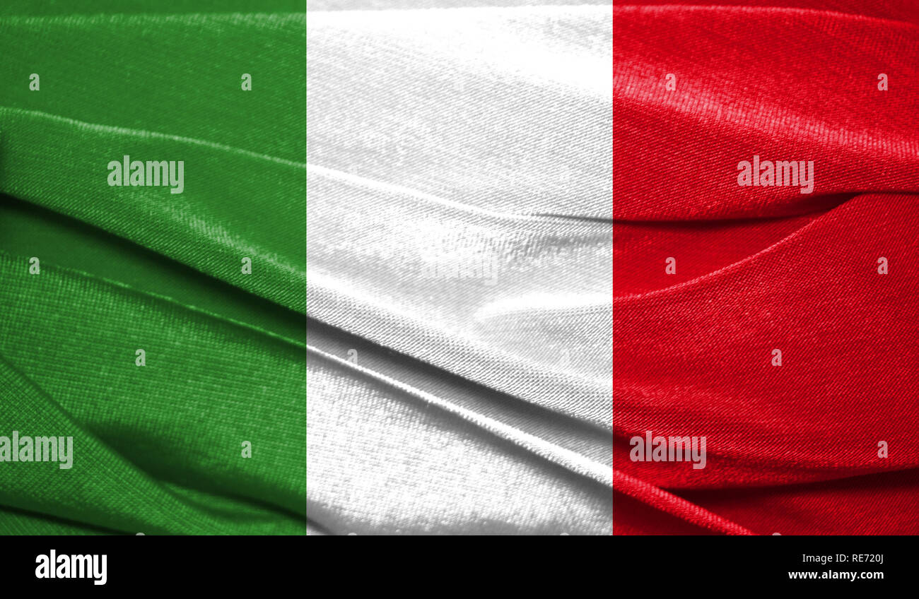 Realistic flag of Italy on the wavy surface of fabric. Perfect for ...