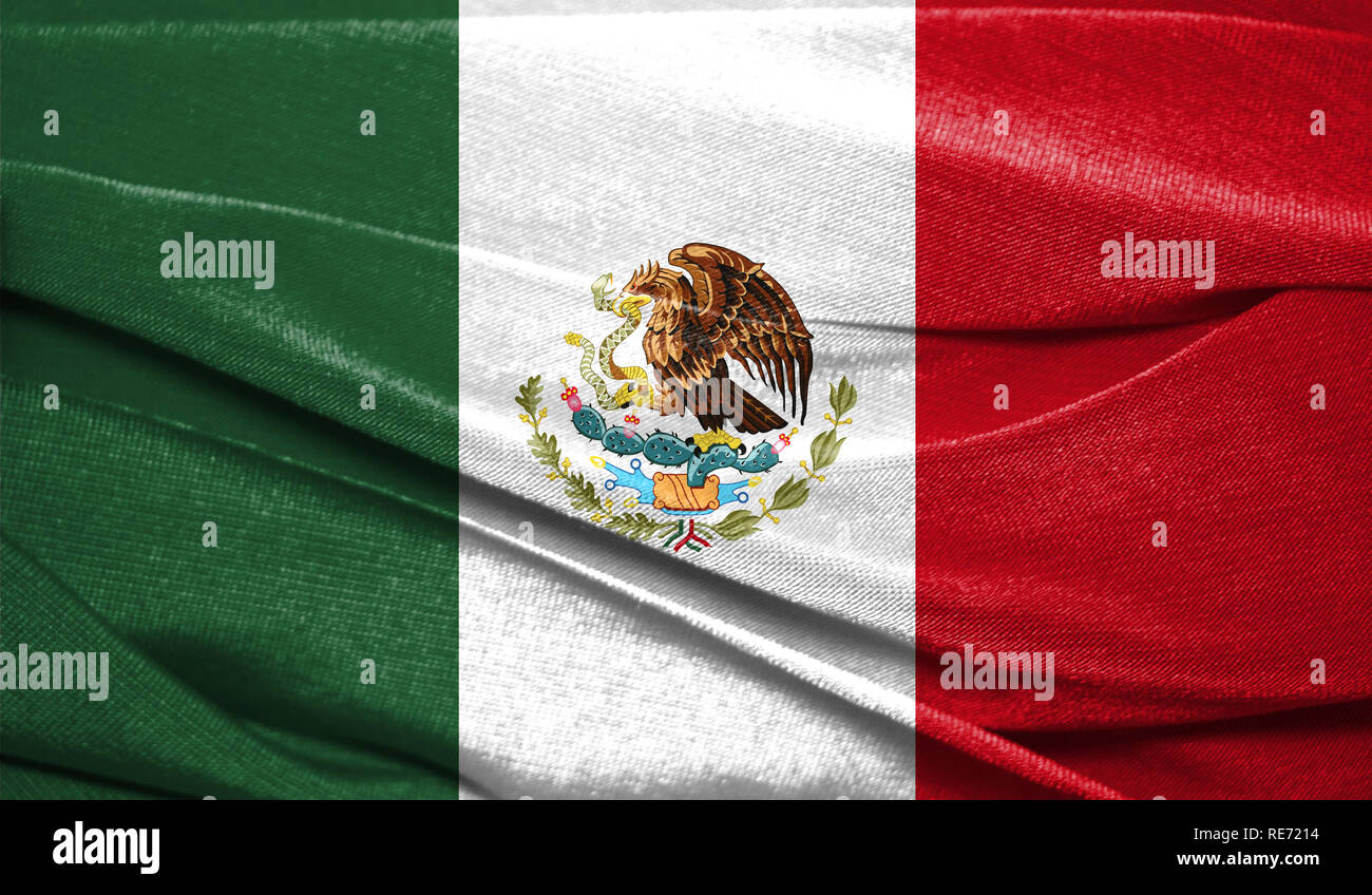 Realistic flag of Mexico on the wavy surface of fabric. Perfect for ...