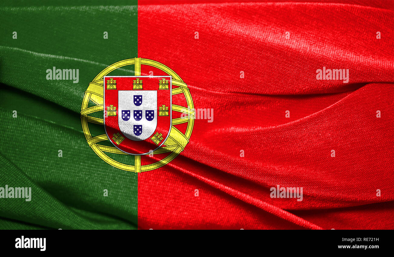 Realistic flag of Portugal on the wavy surface of fabric. Perfect for ...
