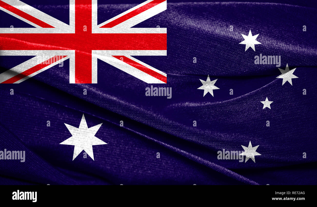 Realistic flag of Australia on the wavy surface of fabric. Perfect for ...