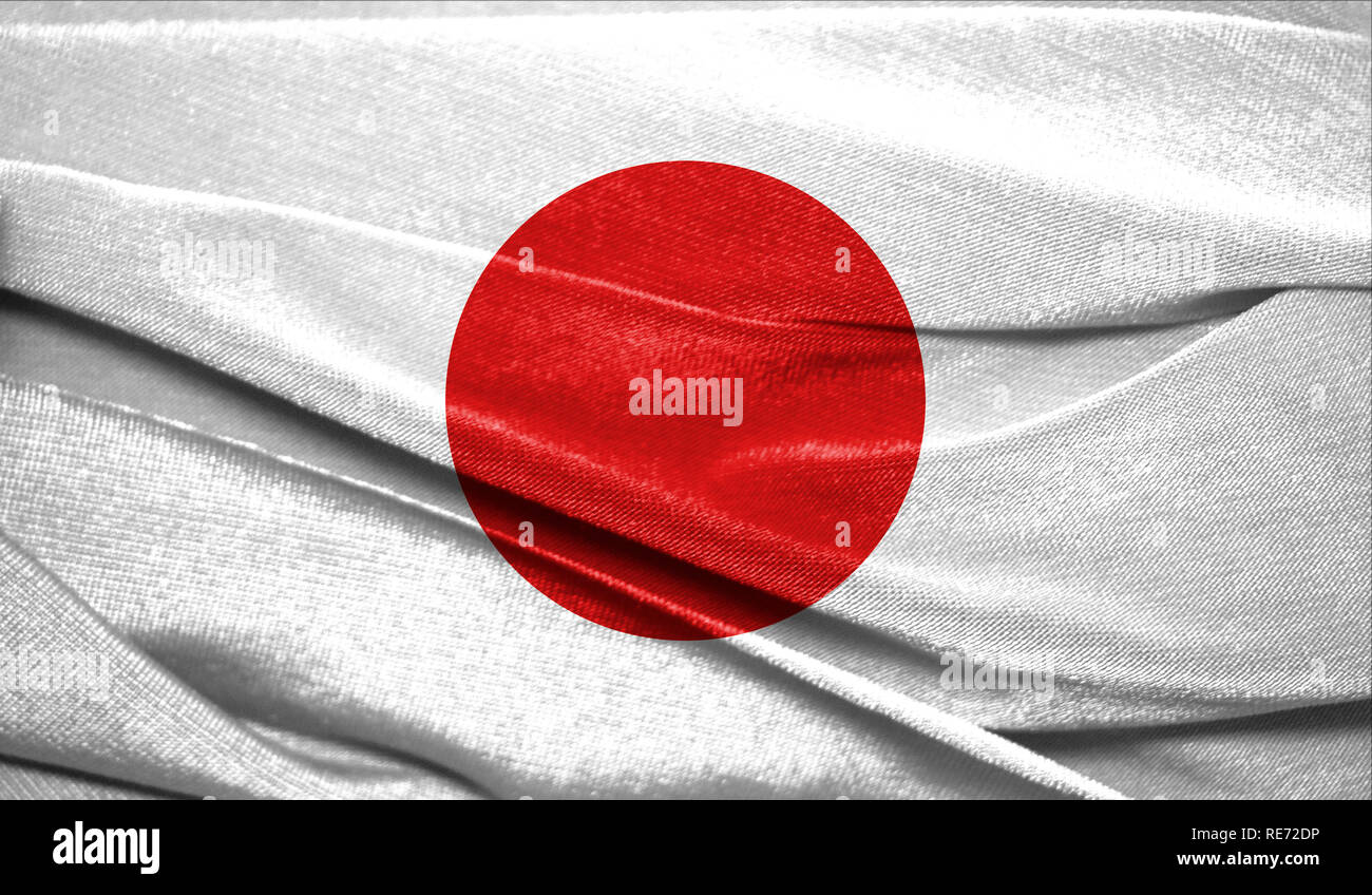 Realistic flag of Japan on the wavy surface of fabric. Perfect for ...