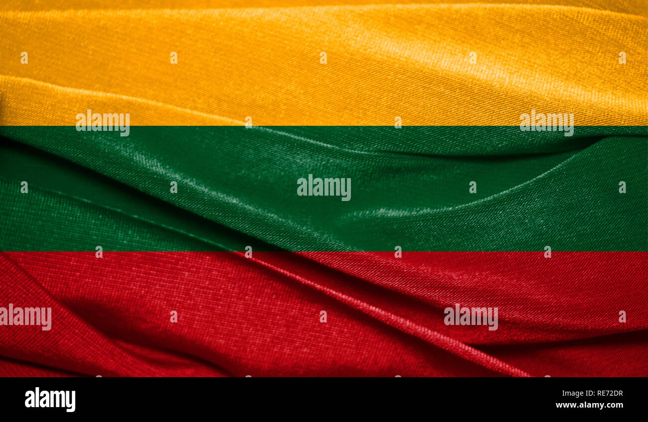 Realistic flag of Lithuania on the wavy surface of fabric. Perfect for ...