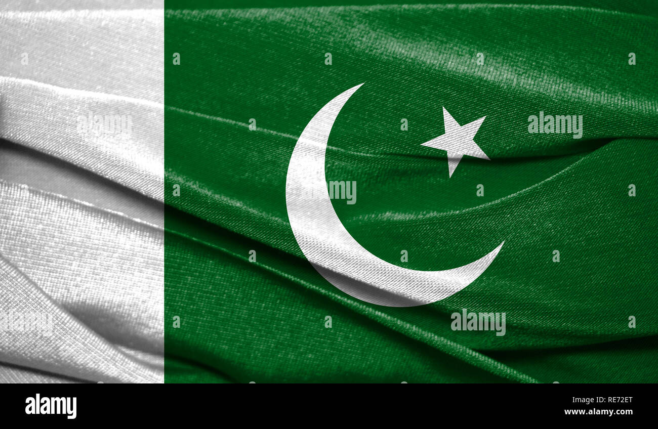 Realistic flag of Pakistan on the wavy surface of fabric. Perfect for ...