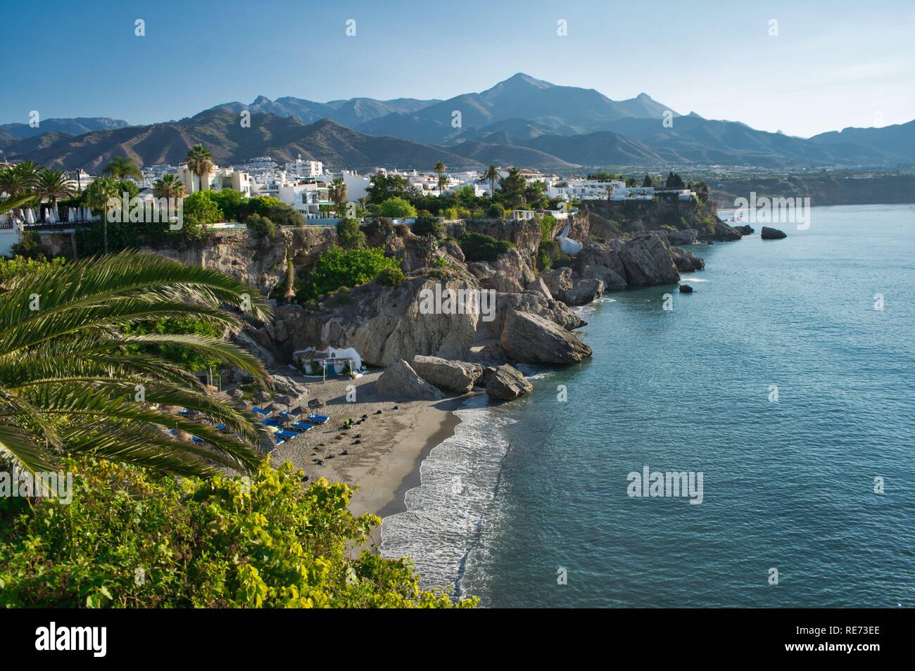 Beach in Nerja Spain, View of London winter wonderland Stock Photo - Alamy