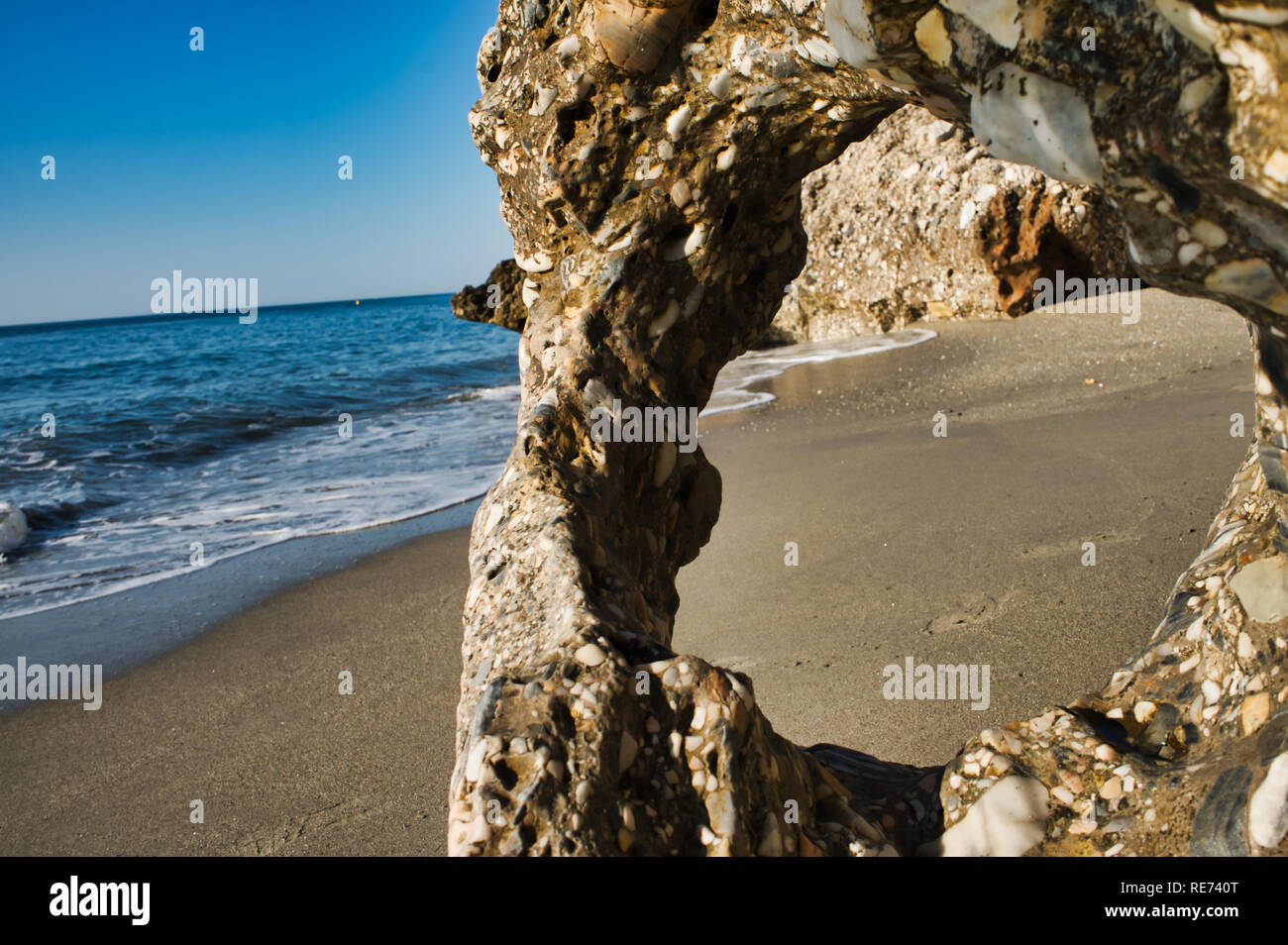 Beach in Nerja Spain, View of London winter wonderland Stock Photo - Alamy