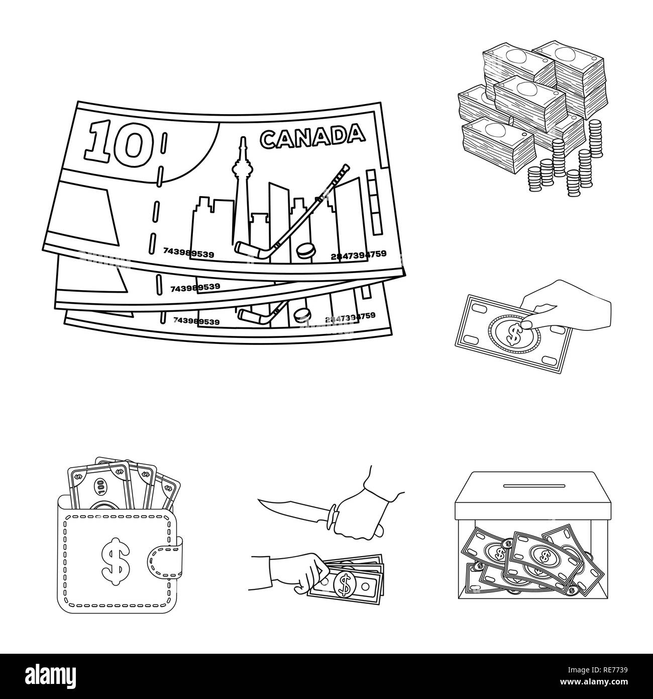 Canada currency icon vector vectors Black and White Stock Photos ...