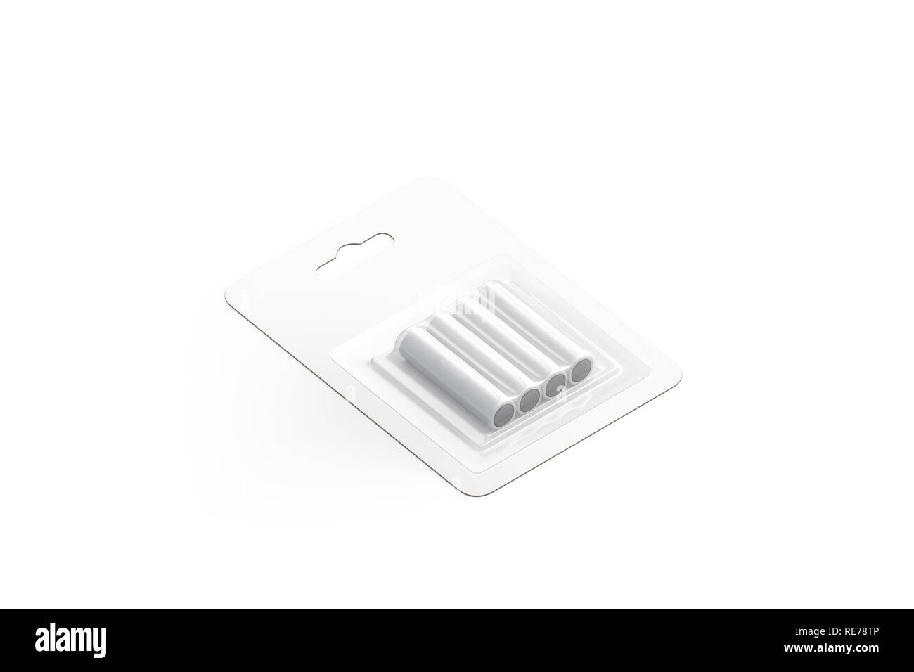 Blank white power battery in pack mockup, isolated, 3d rendering. Empty ...