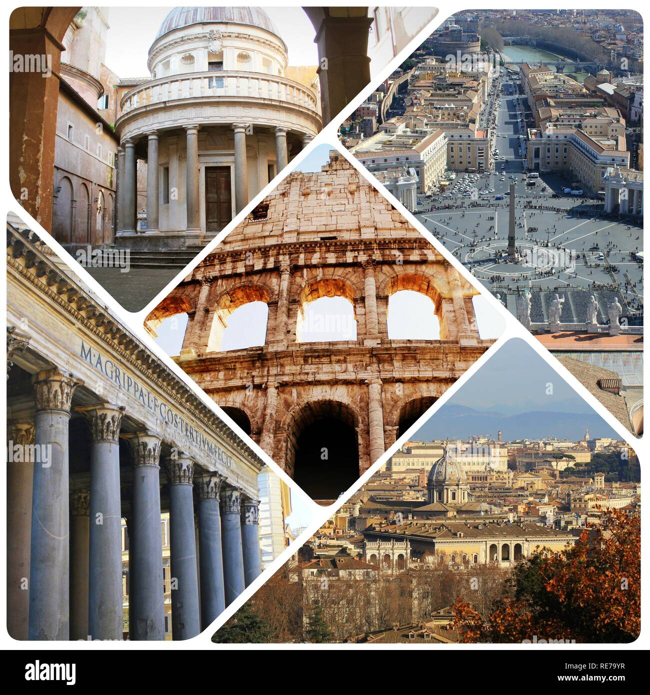 Collage of landmarks of Rome, Italy Stock Photo - Alamy