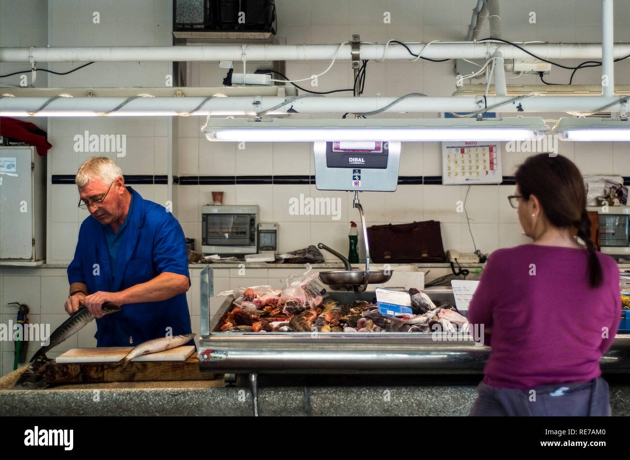 MINORCA-JUNE 1:image from Mahon fish market,on June 1,2013 Stock Photo ...