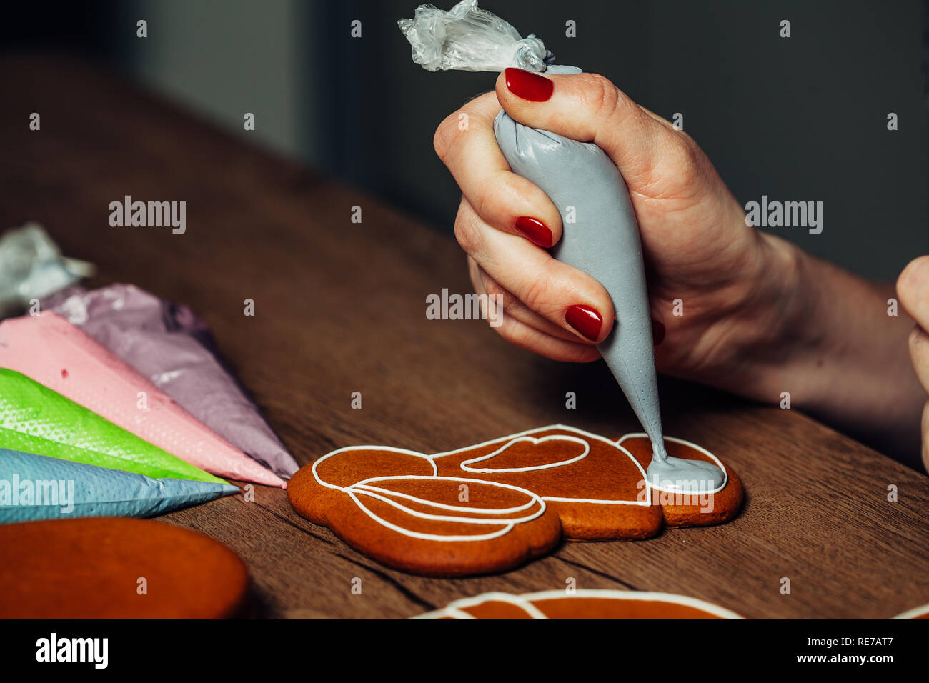 baking, draw on baking, patterns process close up Stock Photo - Alamy