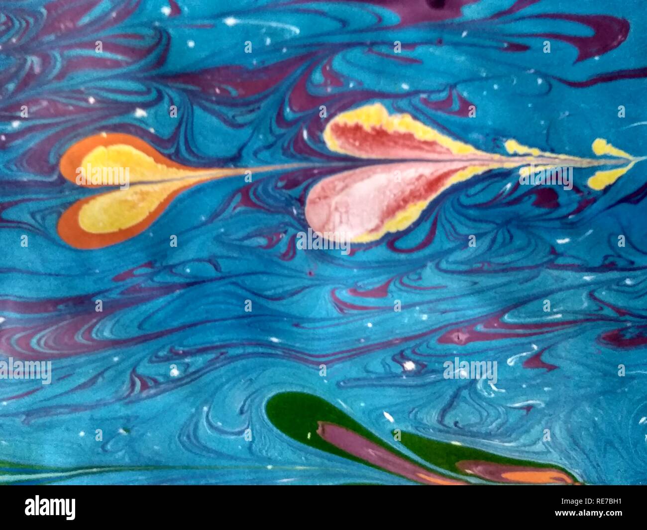 Abstract patterns made in the technique of Ebru.Texture or background ...