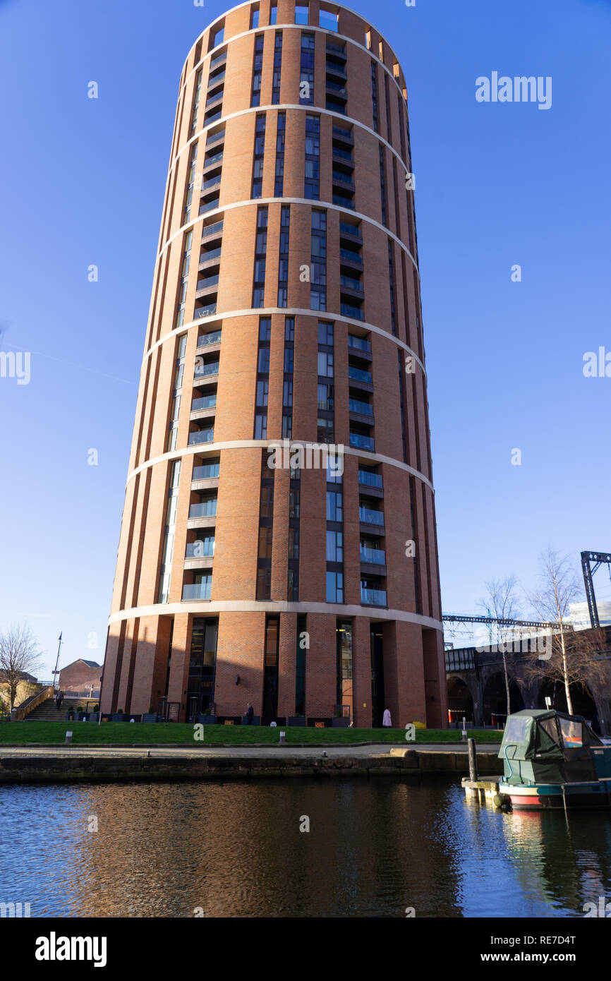 21-storey circular red brick tower, Granary Wharf, Leeds, West ...