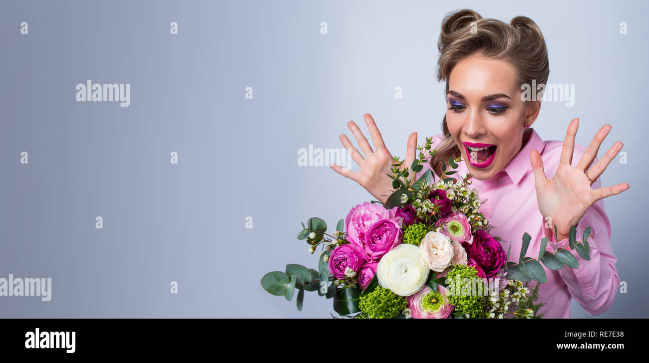 Surprised flower girl hi-res stock photography and images - Alamy