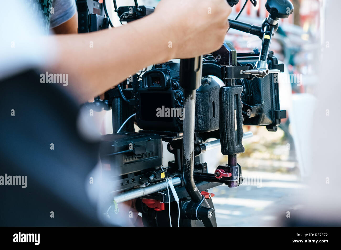 Film Crew,Behind the scenes background Stock Photo - Alamy