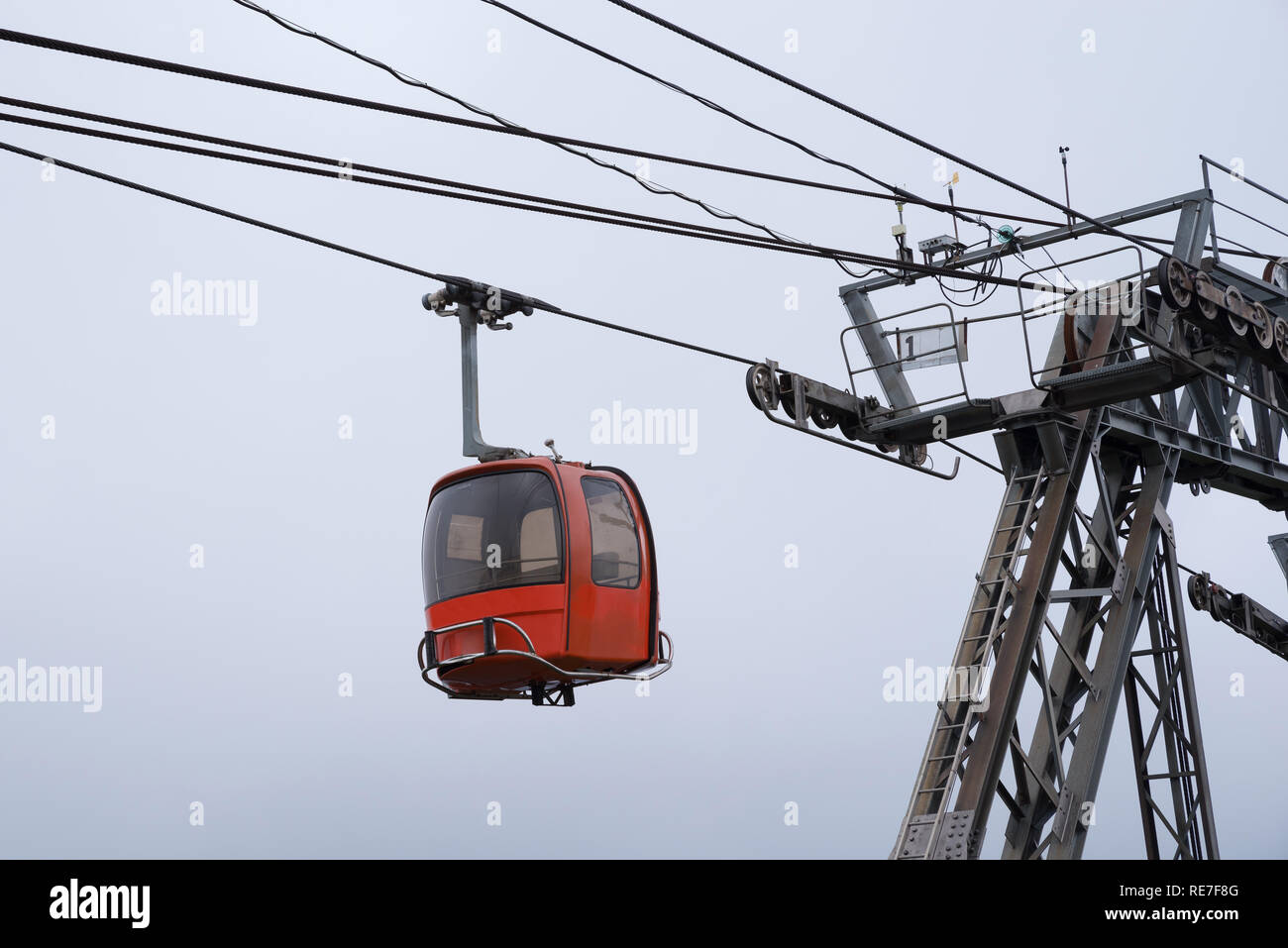 Red cabin lift Stock Photo - Alamy