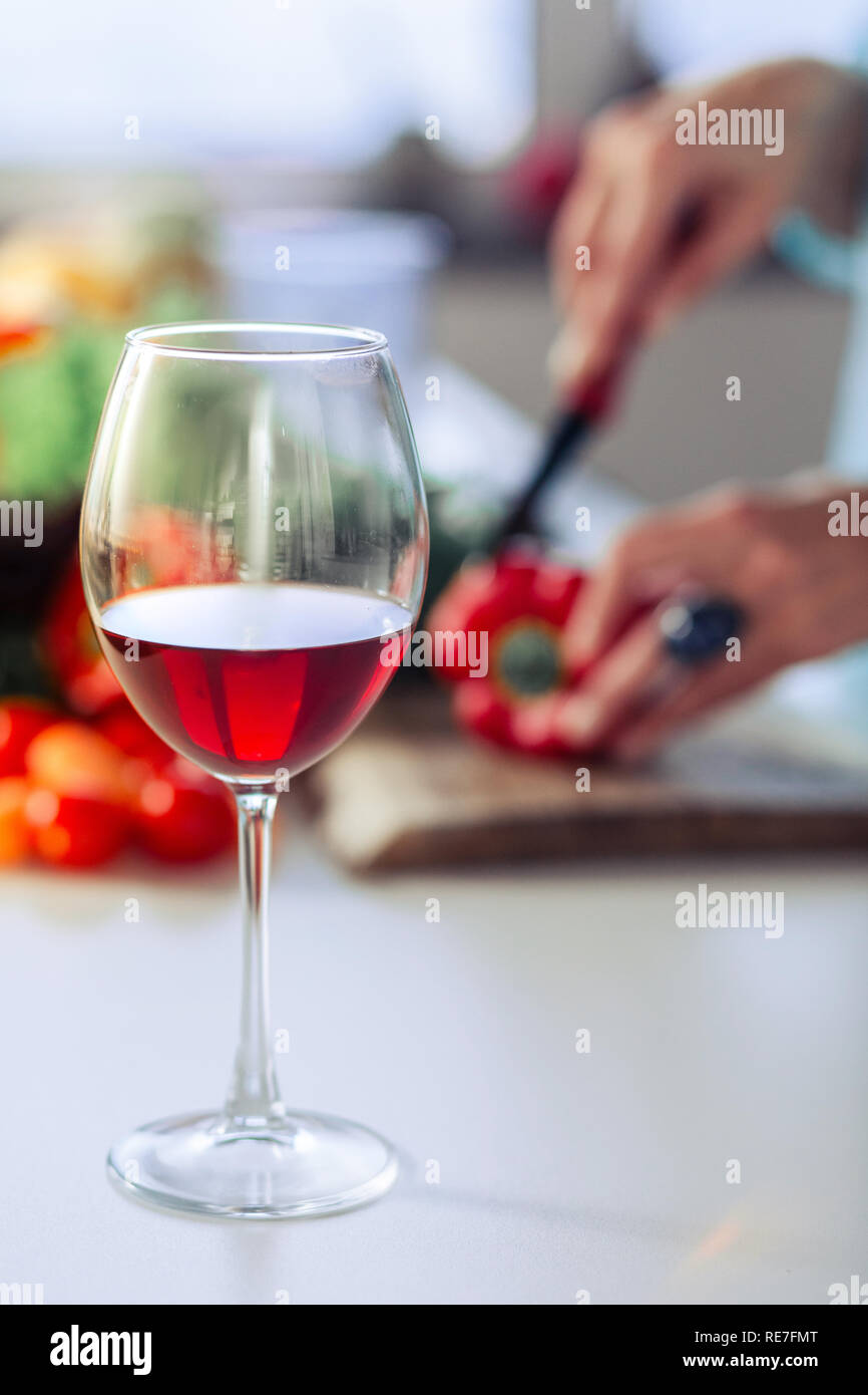 Woman glass red wine resting hi-res stock photography and images - Alamy