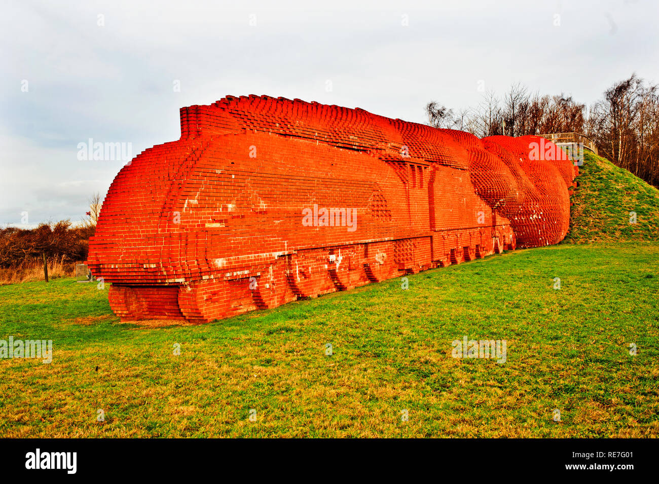 Brick Train Sculpture, Morton park, Darlington, England Stock Photo - Alamy
