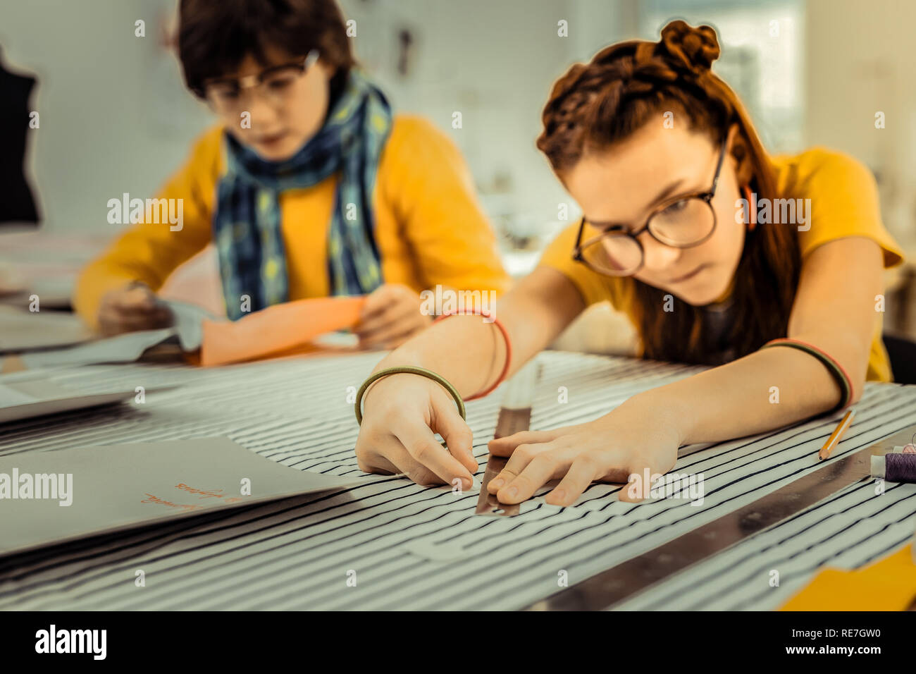 School ruler girl hi-res stock photography and images - Alamy