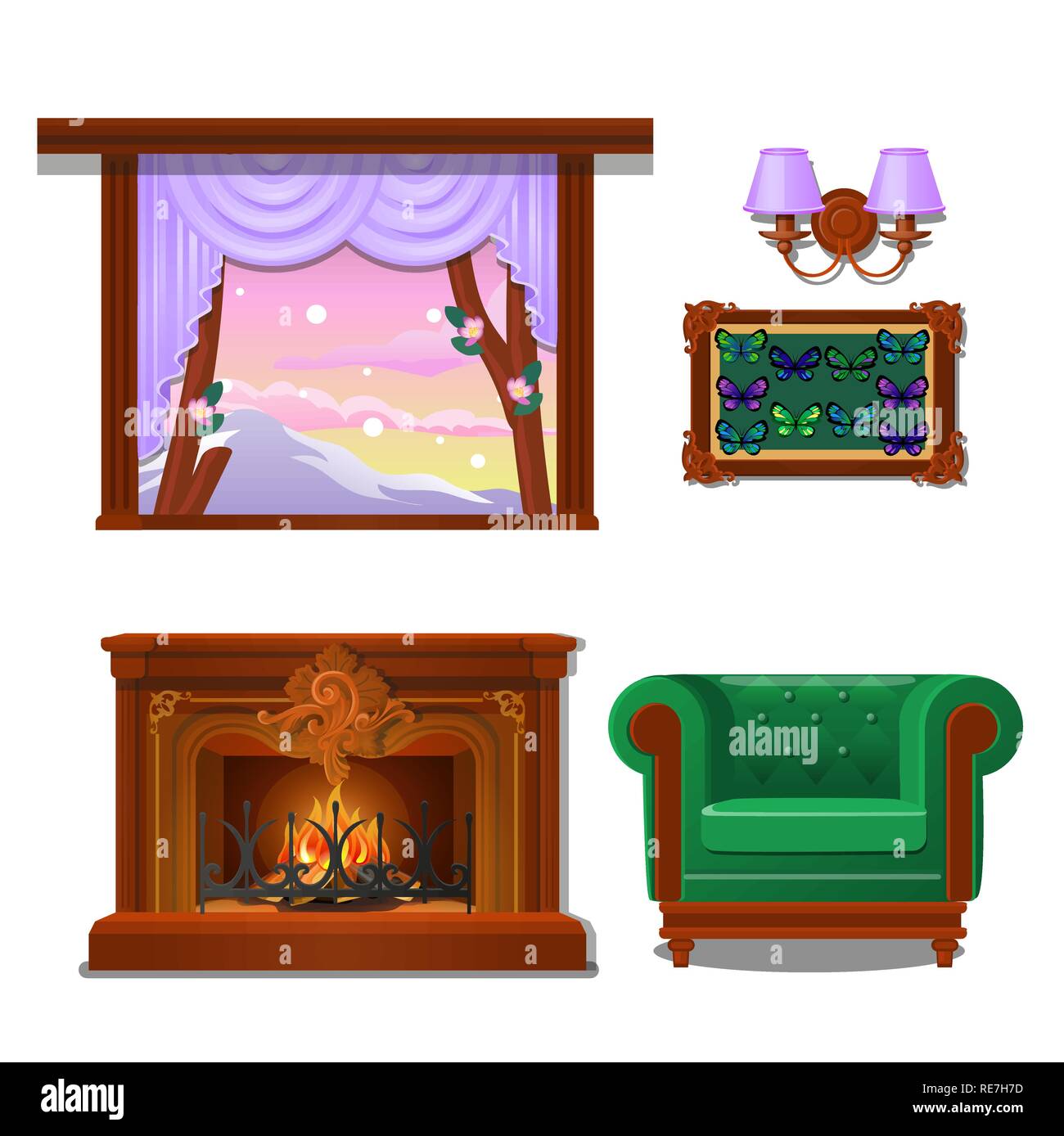 Cartoon fireplace hi-res stock photography and images - Alamy