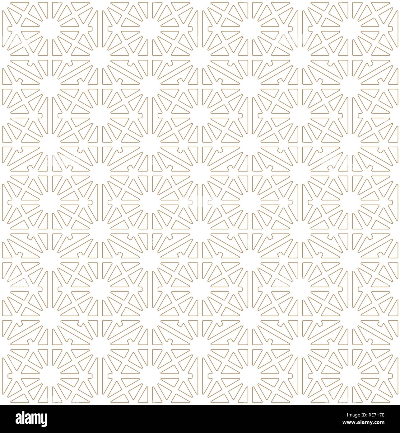 Seamless pattern based on Japanese ornament Kumiko.Golden color.Rounded ...