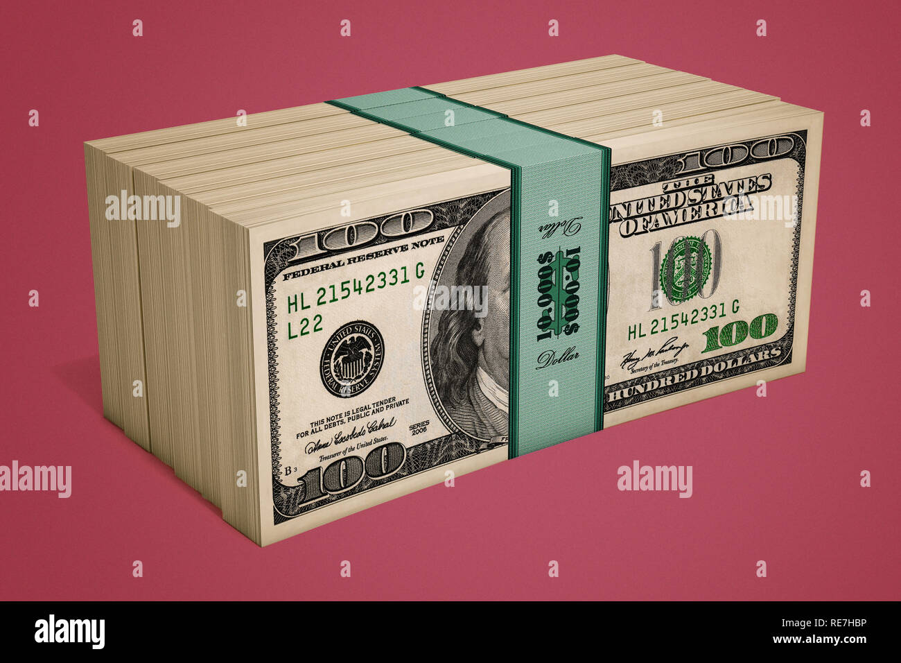 Stacks of 100 Dollar - 3D Rendering Stock Photo - Alamy