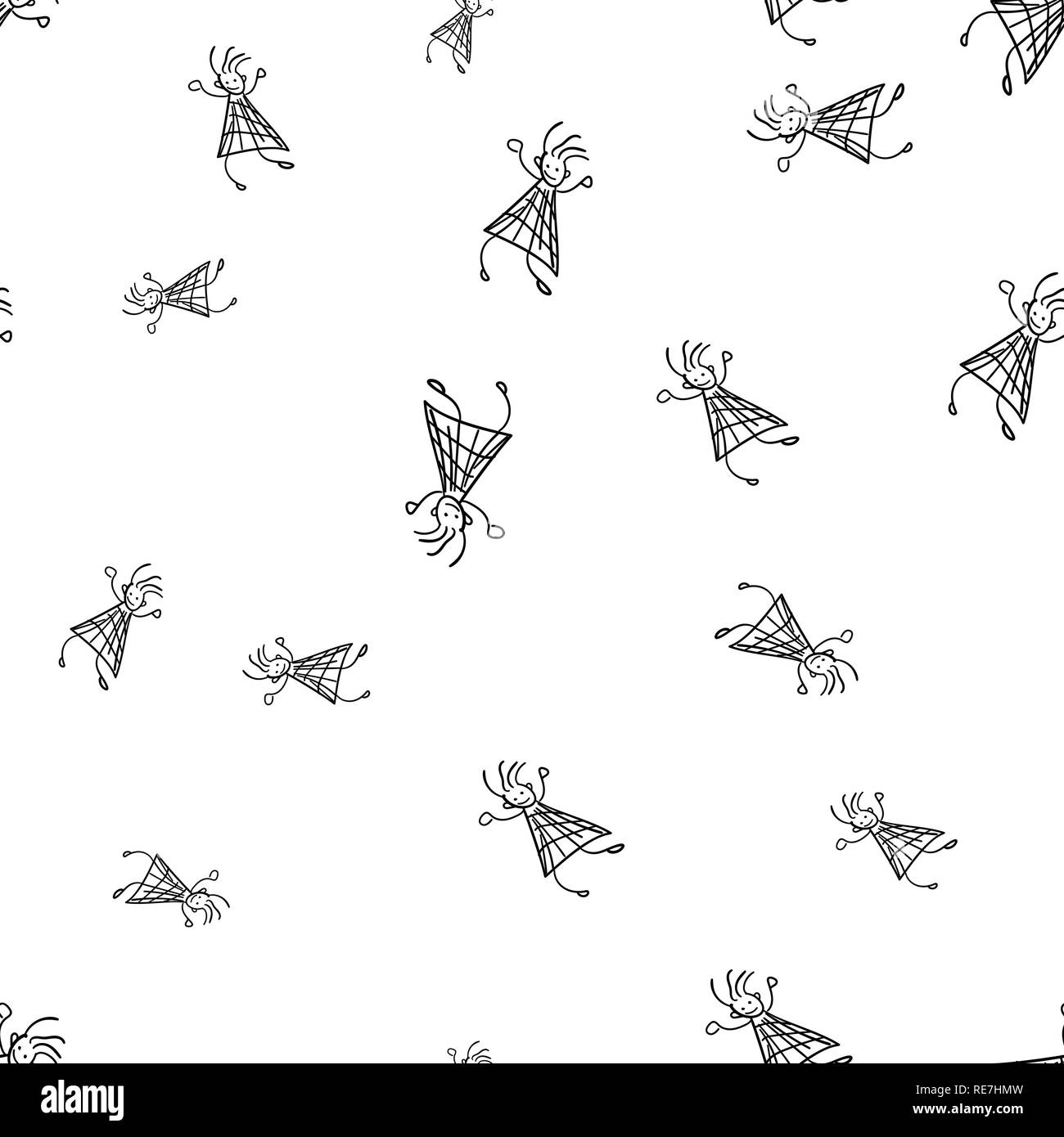 Kids seamless pattern in doodle style. Vector illustration on white ...