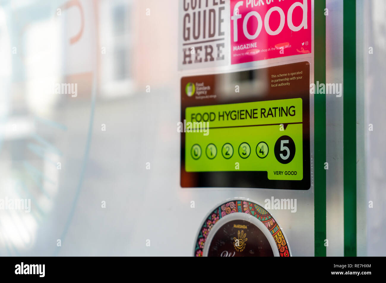 Food hygiene rating sticker Stock Photo - Alamy