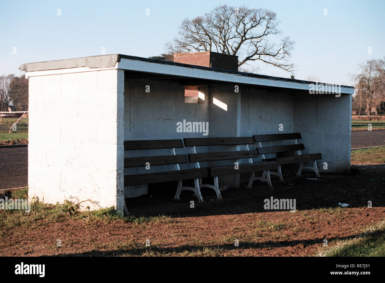 Dugout at Alveston FC Football Ground, Home Guard Club, Warwickshire ...