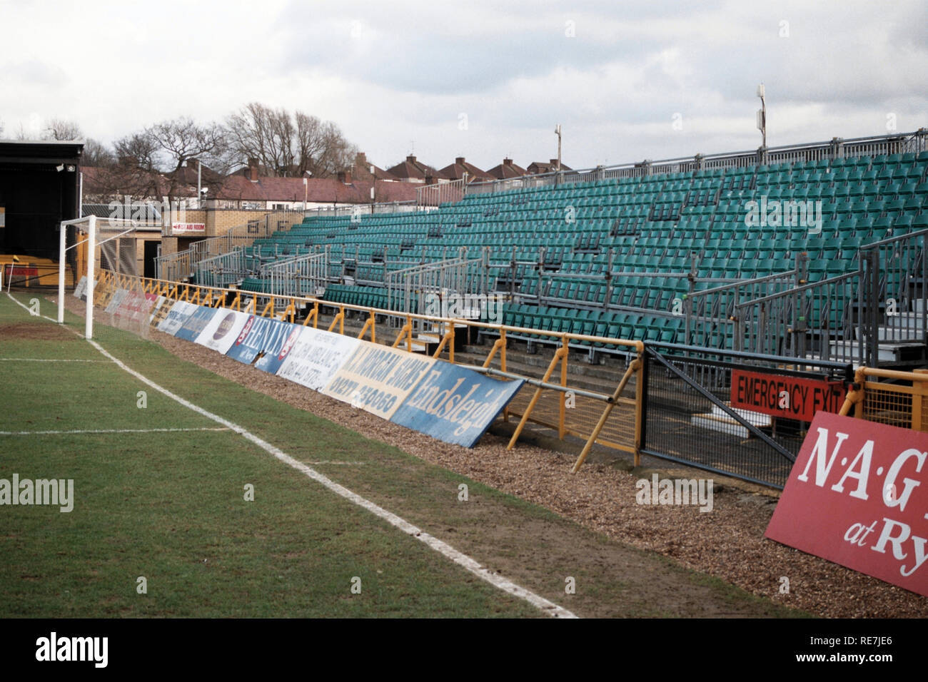 Uncovered seating at Barnet FC Football Ground, Underhill Stadium ...