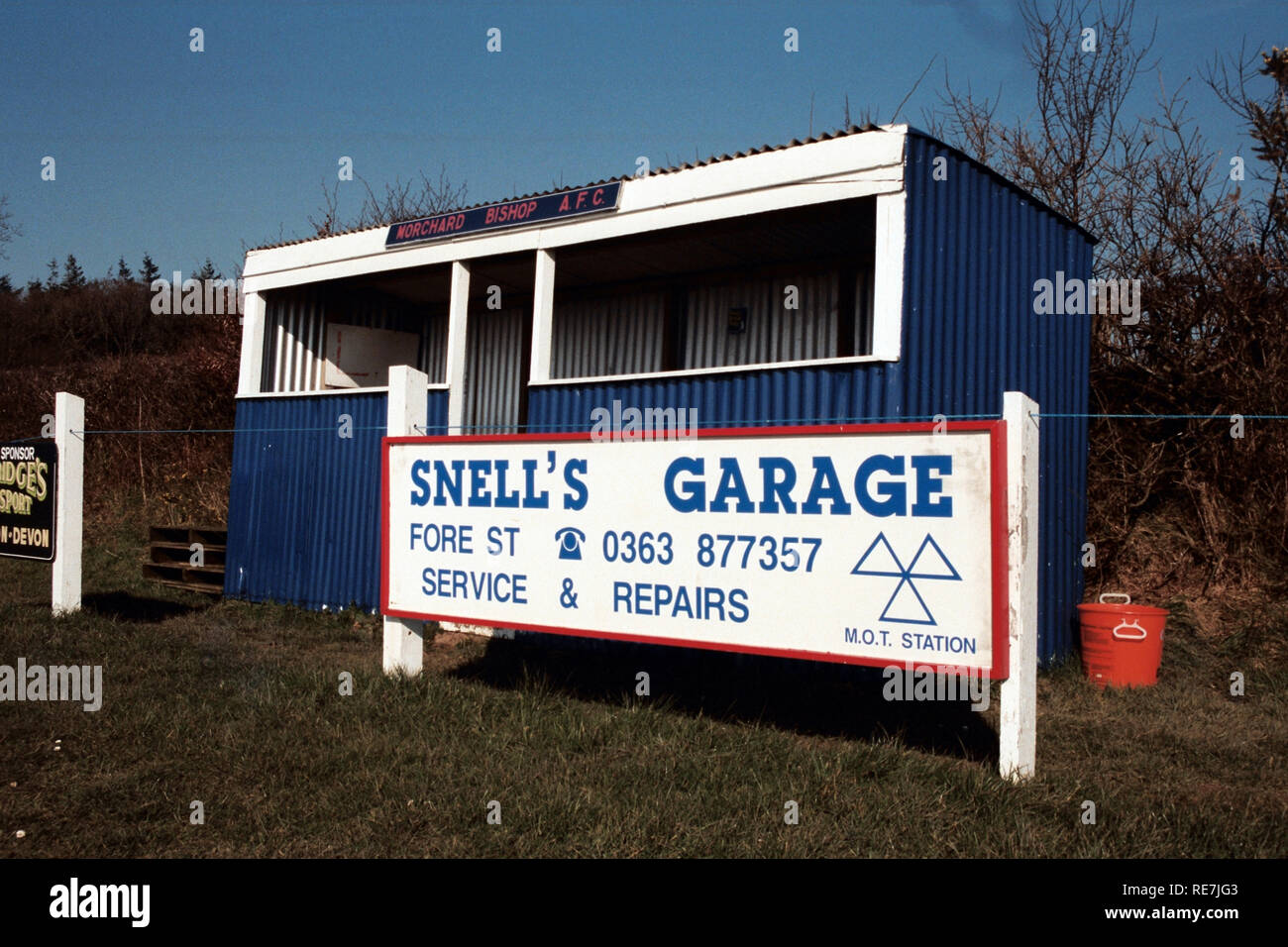 The main stand at Morchard Bishop FC Football Ground, Wood Lane Park ...