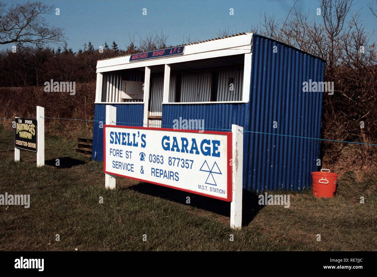 The main stand at Morchard Bishop FC Football Ground, Wood Lane Park ...