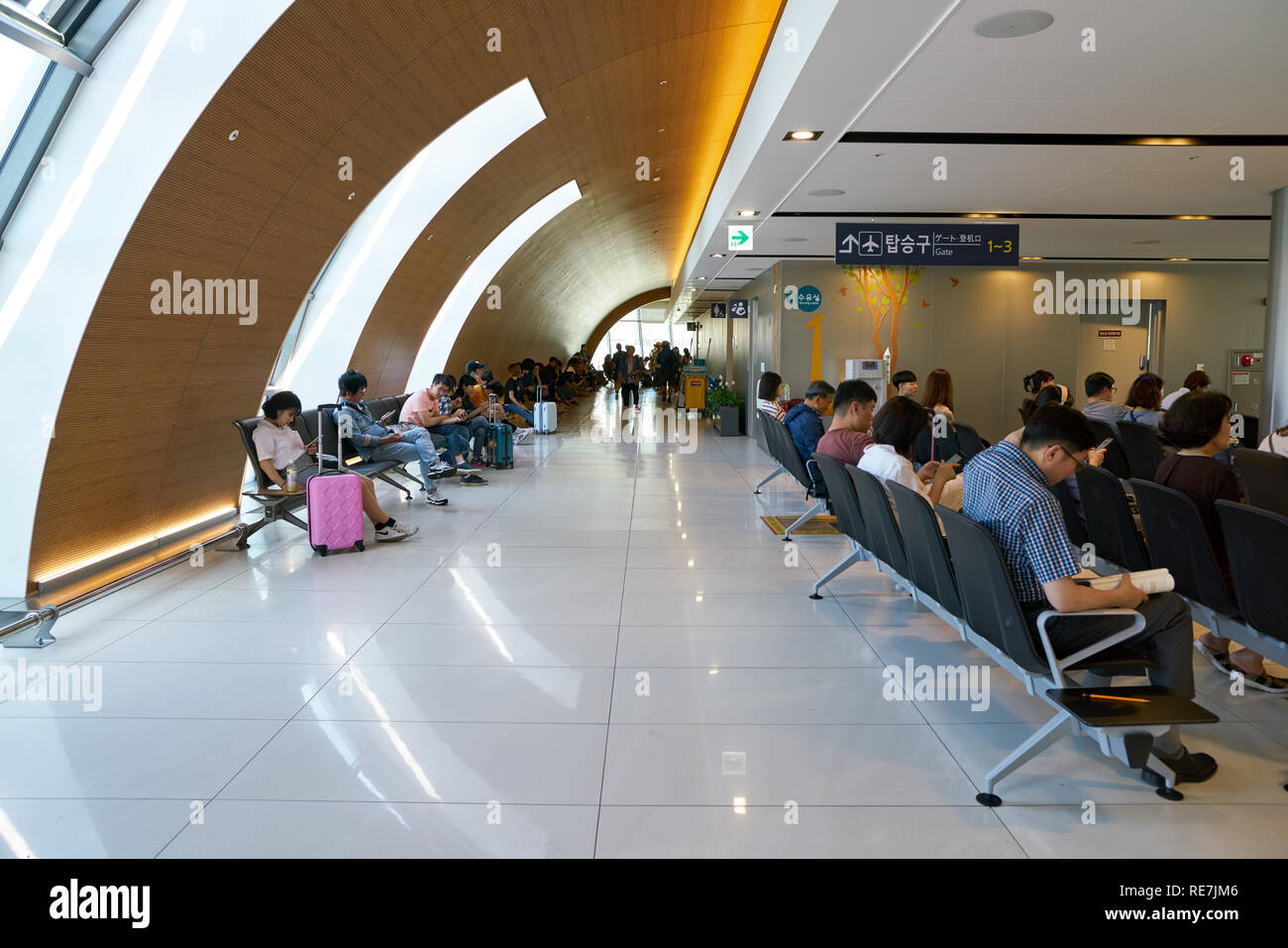 SEOUL, SOUTH KOREA - CIRCA MAY, 2017: inside Domestic Terminal at Gimpo ...