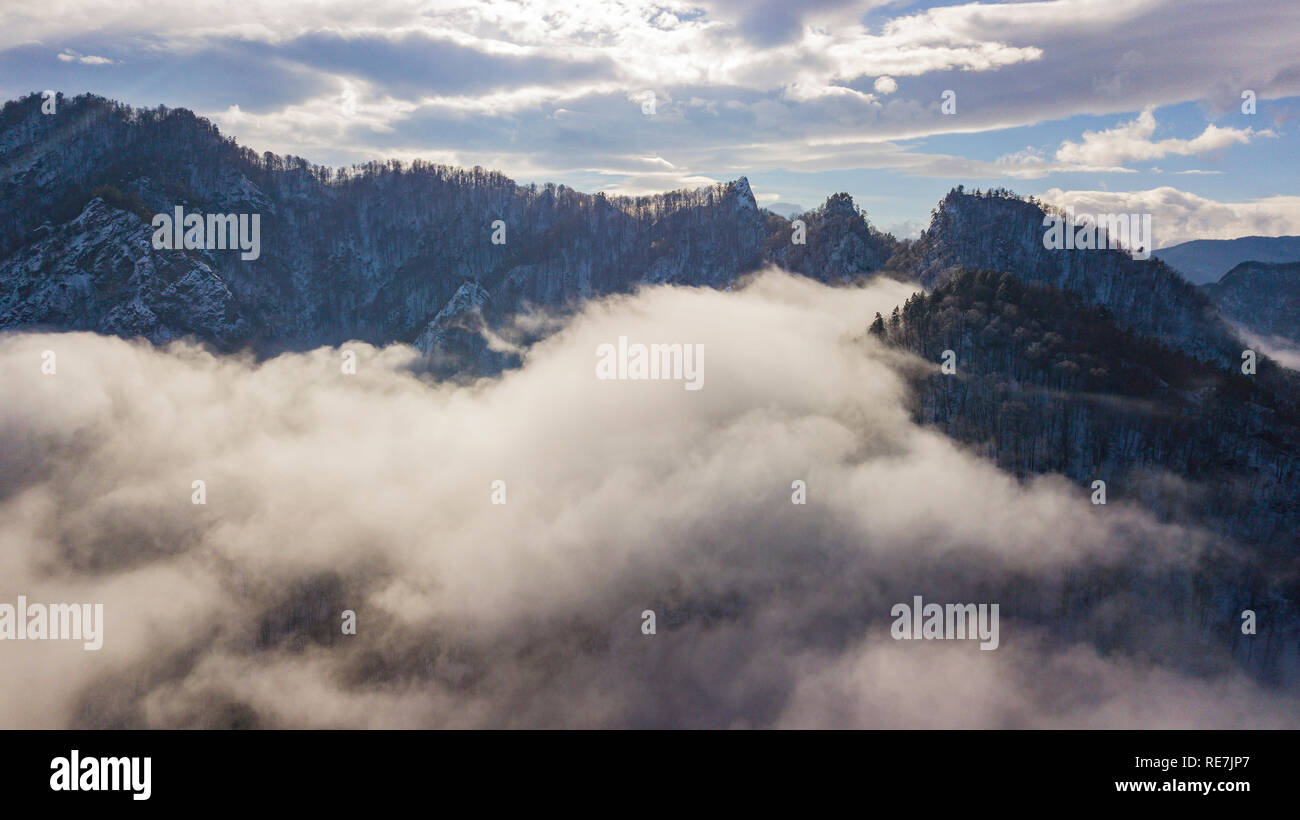 Aerial view of Lago-Naki - plateau in the Western Caucasus in morning ...