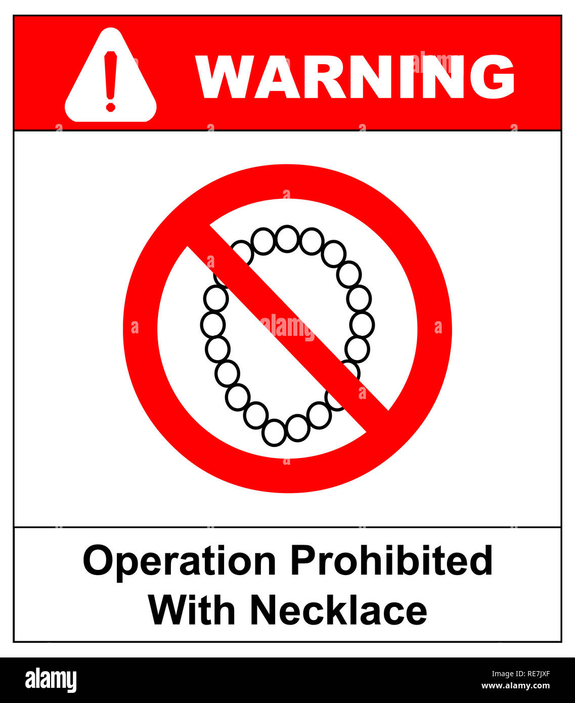 Operation with necklace prohibited icon. Take Off Jewelry when working ...