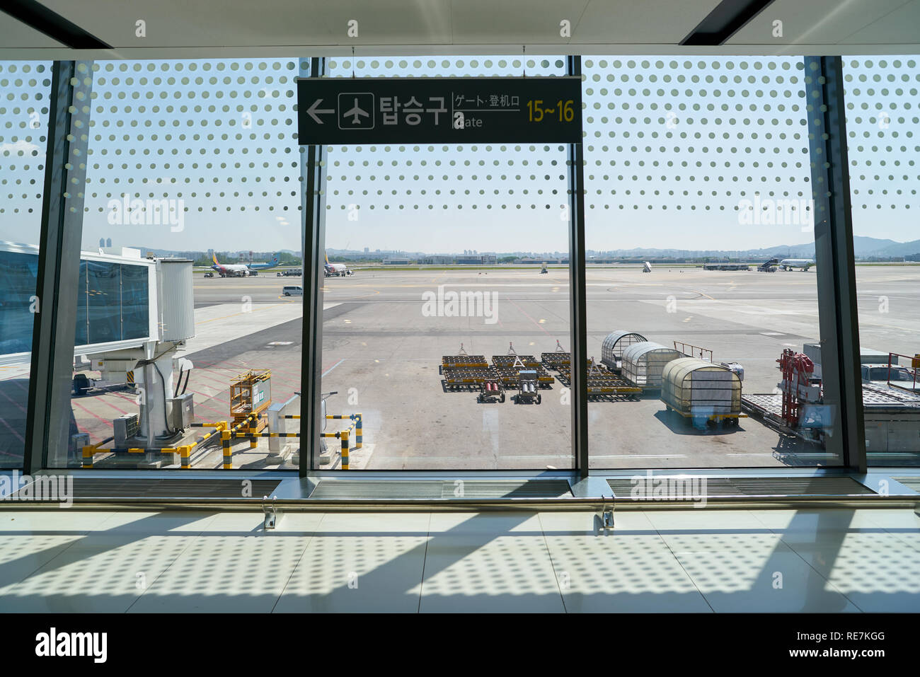 SEOUL, SOUTH KOREA - CIRCA MAY, 2017: inside Domestic Terminal at Gimpo ...