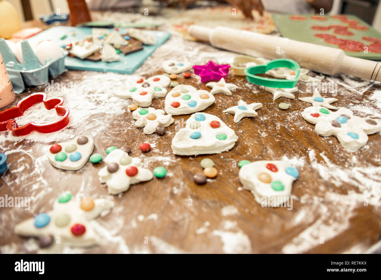 Top view of cute little cookies decorated with colorful sweets Stock ...