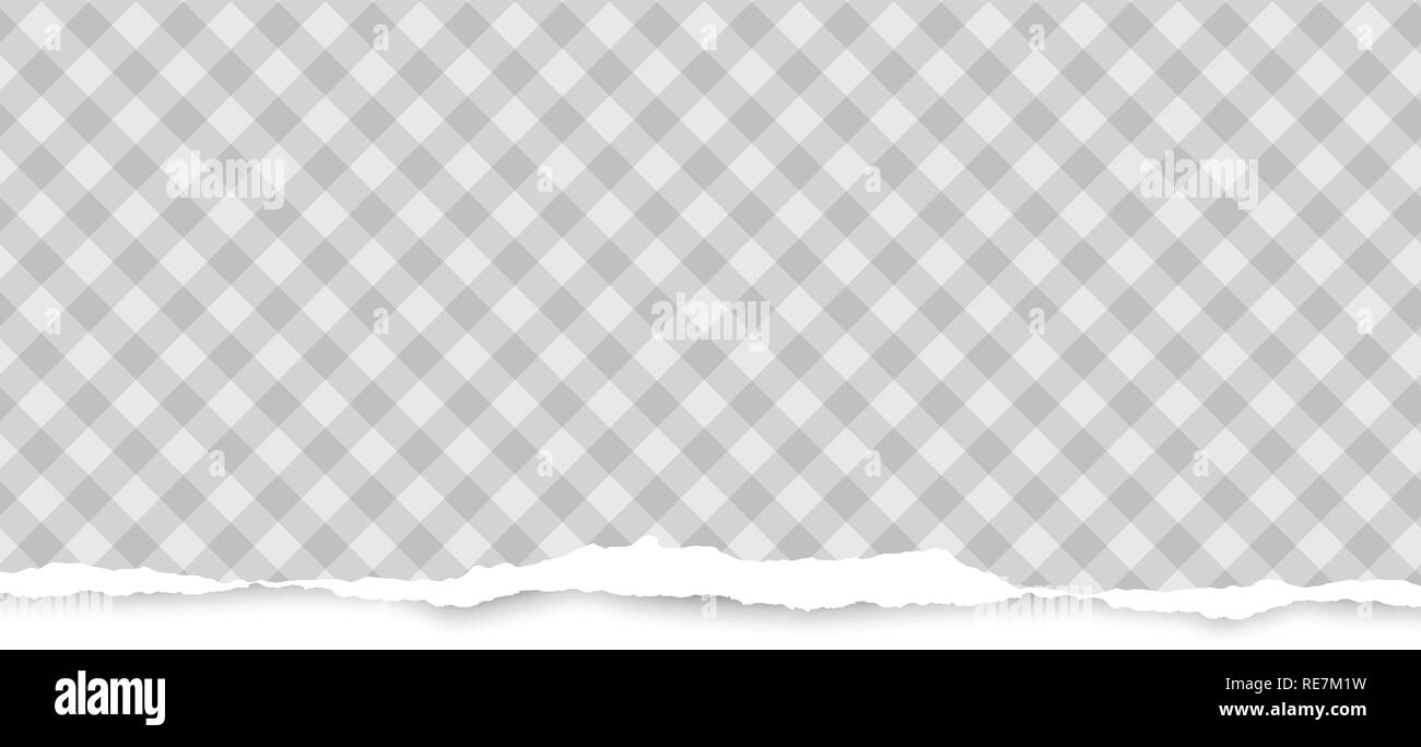 Ripped squared grey horizontal paper for text or message is on white ...