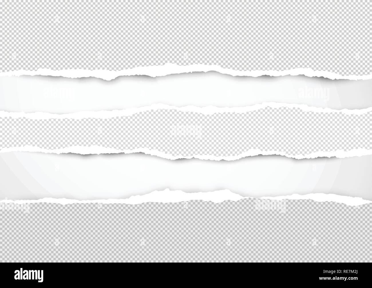 Ripped squared grey horizontal paper for text or message are on white ...