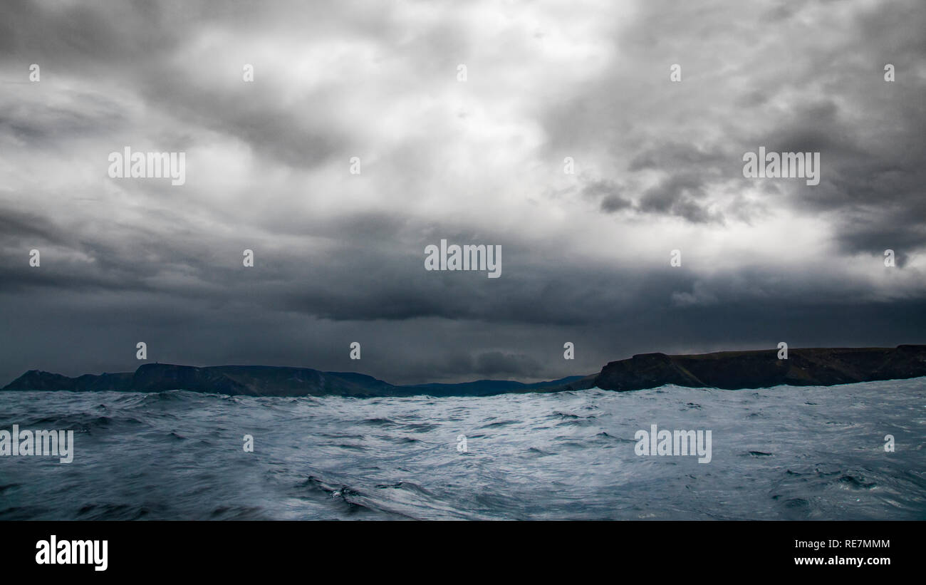 Behind the wave. Malin More and Glen Head near Glencolumbkille, co ...