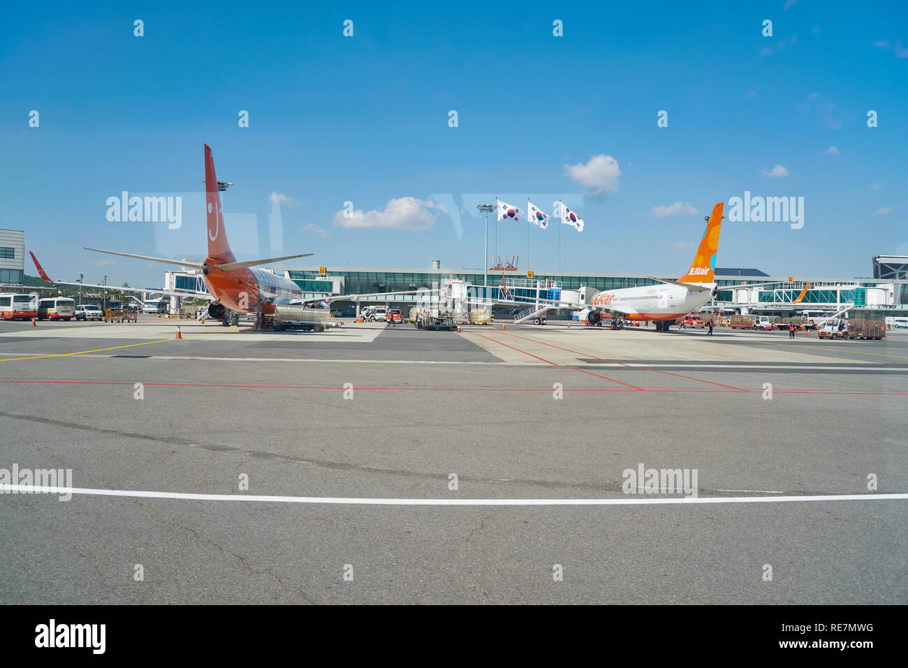 SEOUL, SOUTH KOREA - CIRCA MAY, 2017: passenger jet aircraft at Gimpo ...