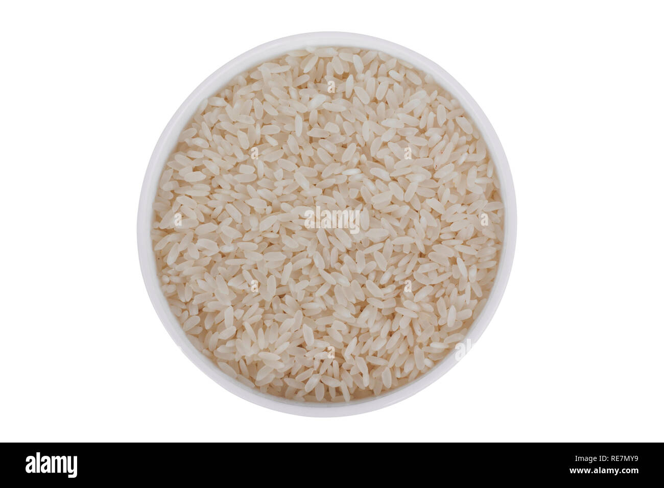 Rice in white bowl isolated on white background Stock Photo - Alamy