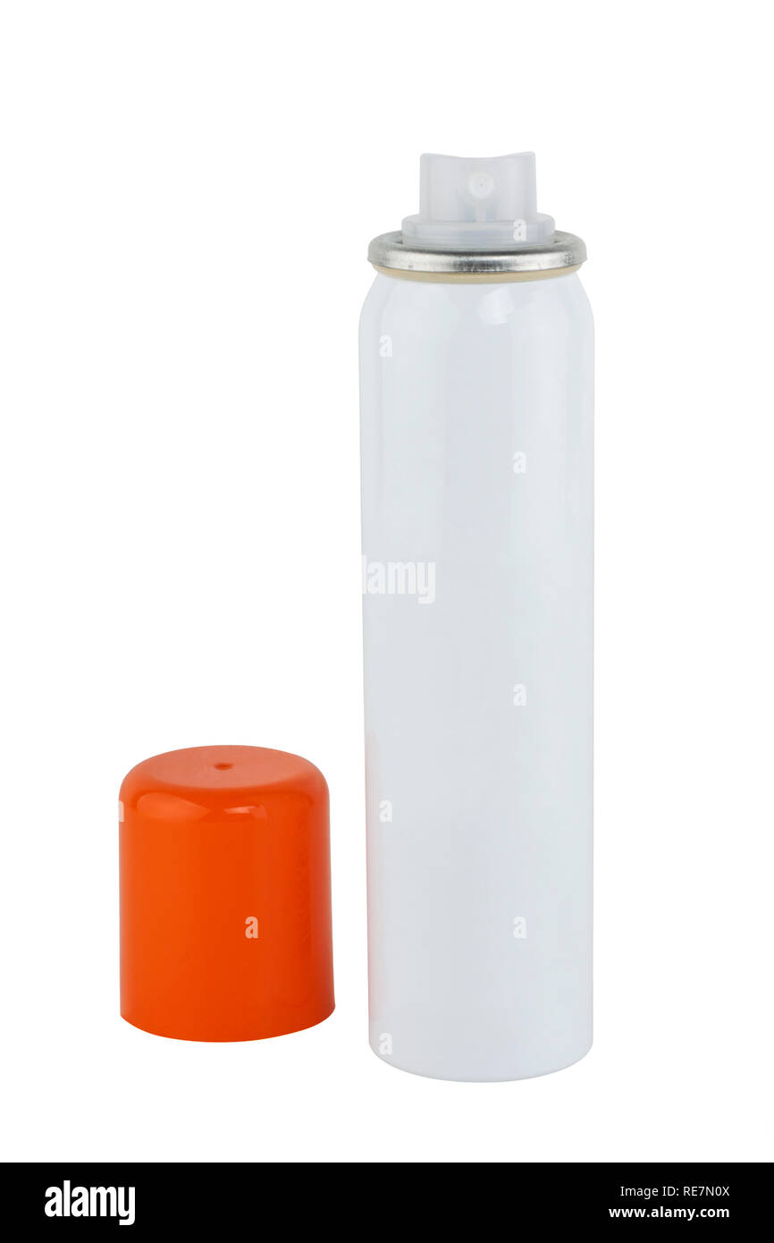 Deodorant spray white can, isolated on white background Stock Photo - Alamy