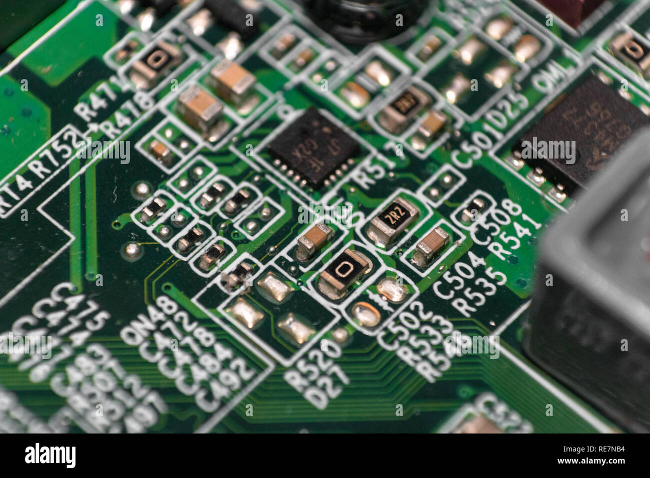 Computer Circuit Board/Motherboard. Resistors with CPU and heat sinks ...