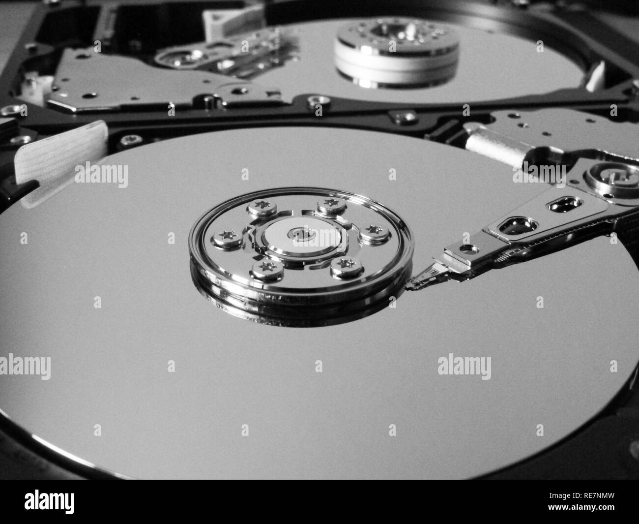Hard disk closeup Black and White Stock Photos & Images - Alamy
