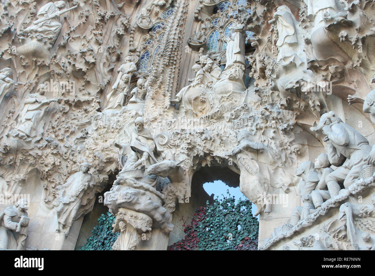 Nativity facade of La Sagrada Familia cathedral in Barcelona, Spain ...